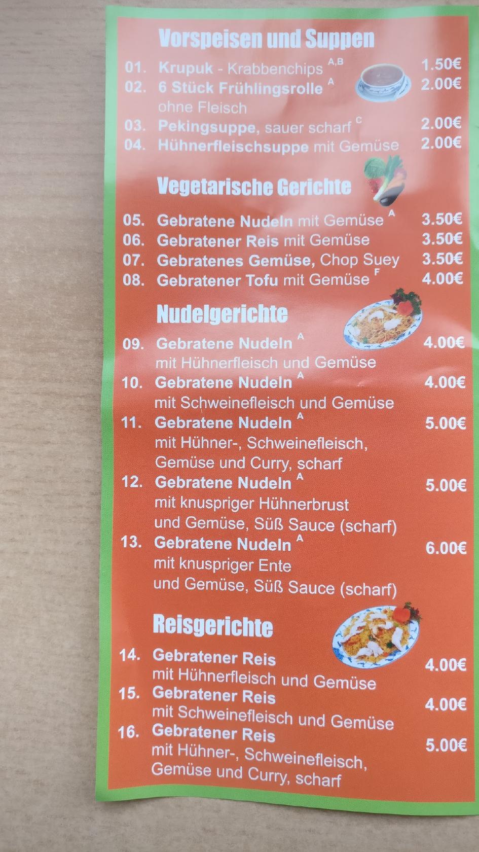 Menu at Asia Imbiss, Bitterfeld-Wolfen, Thalheimer Str. 79