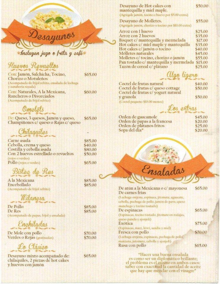 Menu at Cocina El Azteca restaurant, Chetumal, ERICK PAOLO MARTINEZ MZA ...
