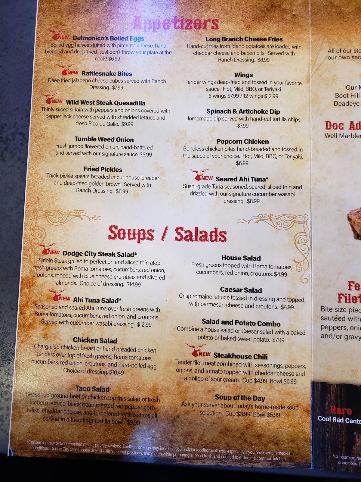 Menu at Dodge City Steakhouse Asheboro, Asheboro