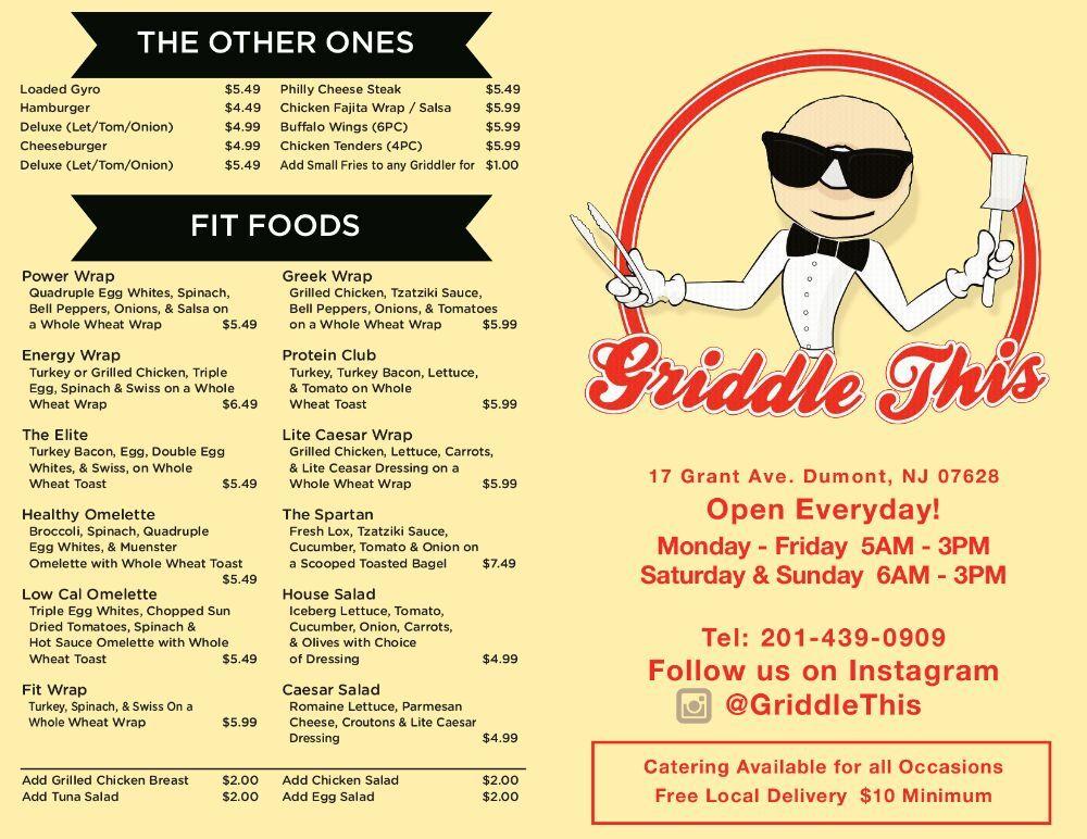 Menu at Griddle This restaurant, Dumont