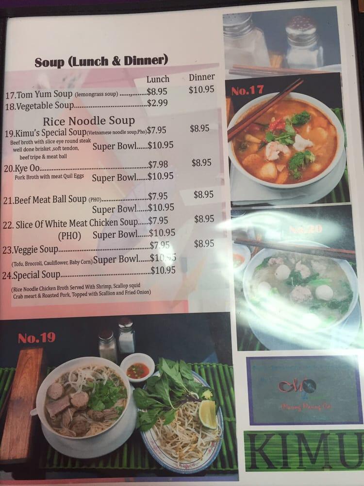 Menu at Kimu Restaurant, Greenwood