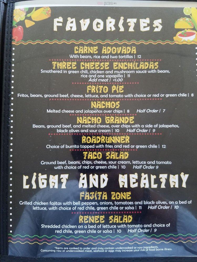 Menu at Los Rios Cafe, Farmington