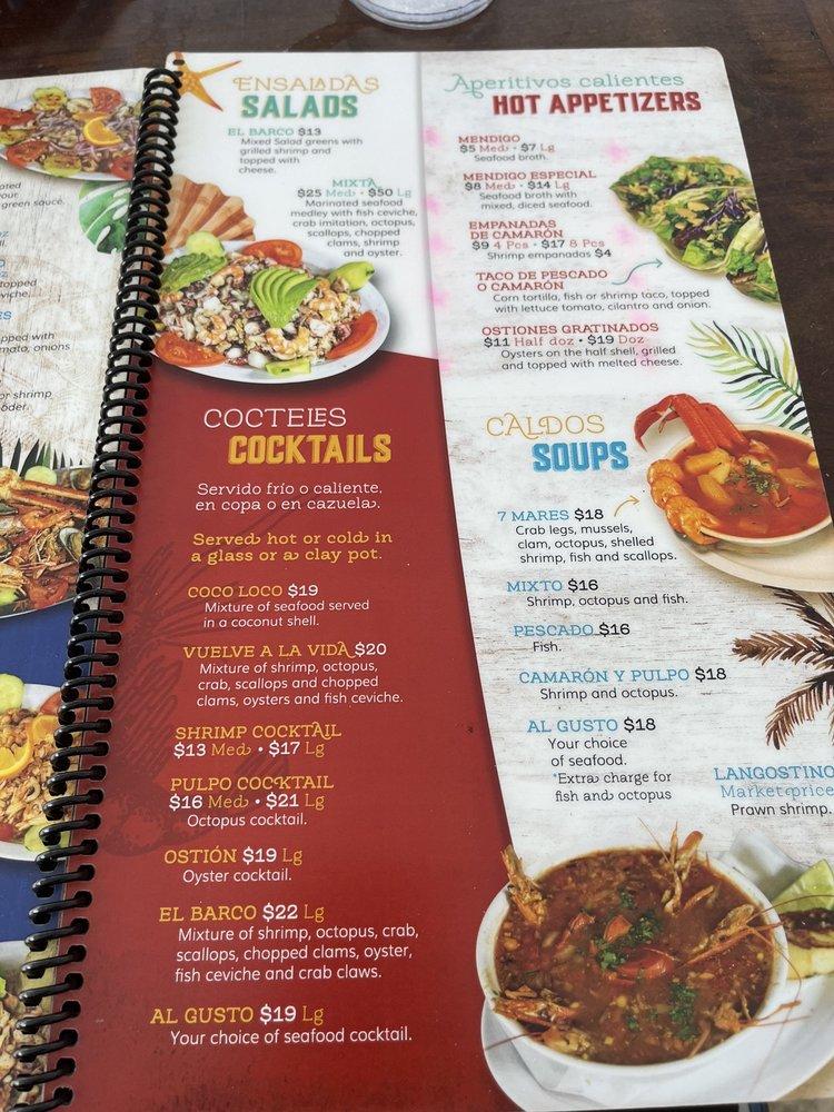 Menu at Mariscos EL BARCO (Estilo Nayarita) Sea Food, Richmond, Rigsby Rd