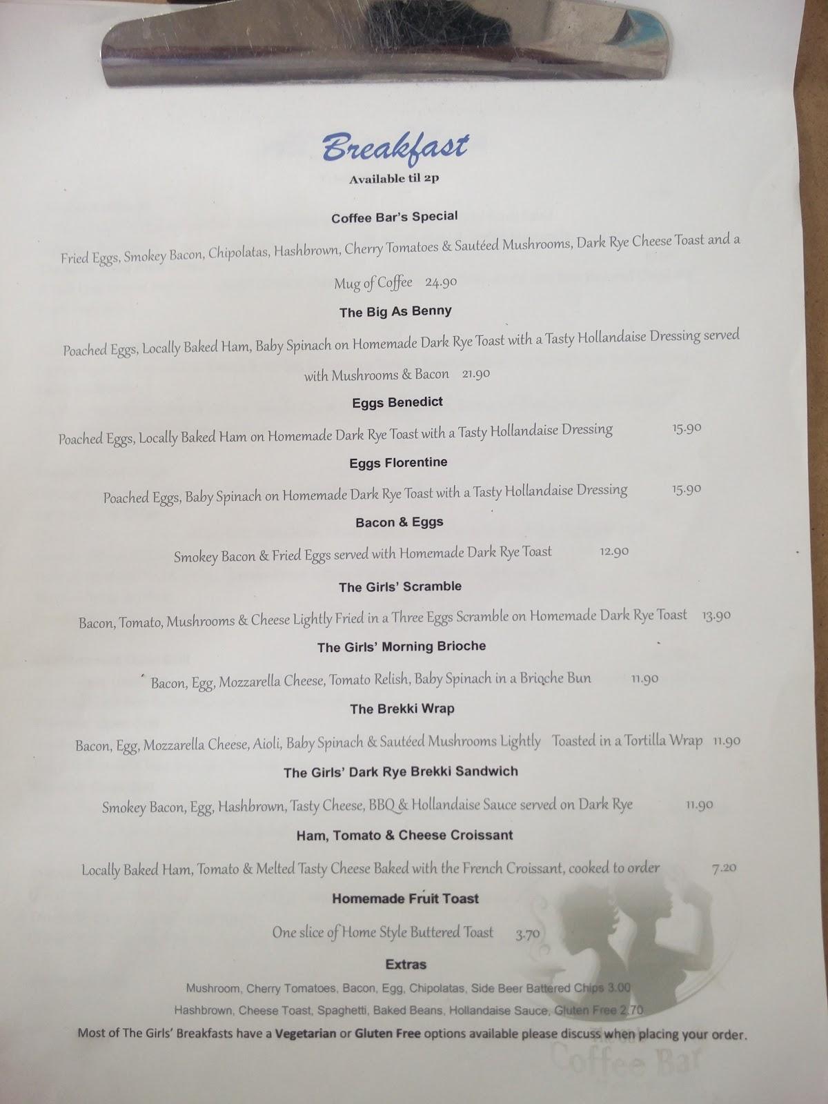 Menu at The Girls' Coffee Bar, Marburg