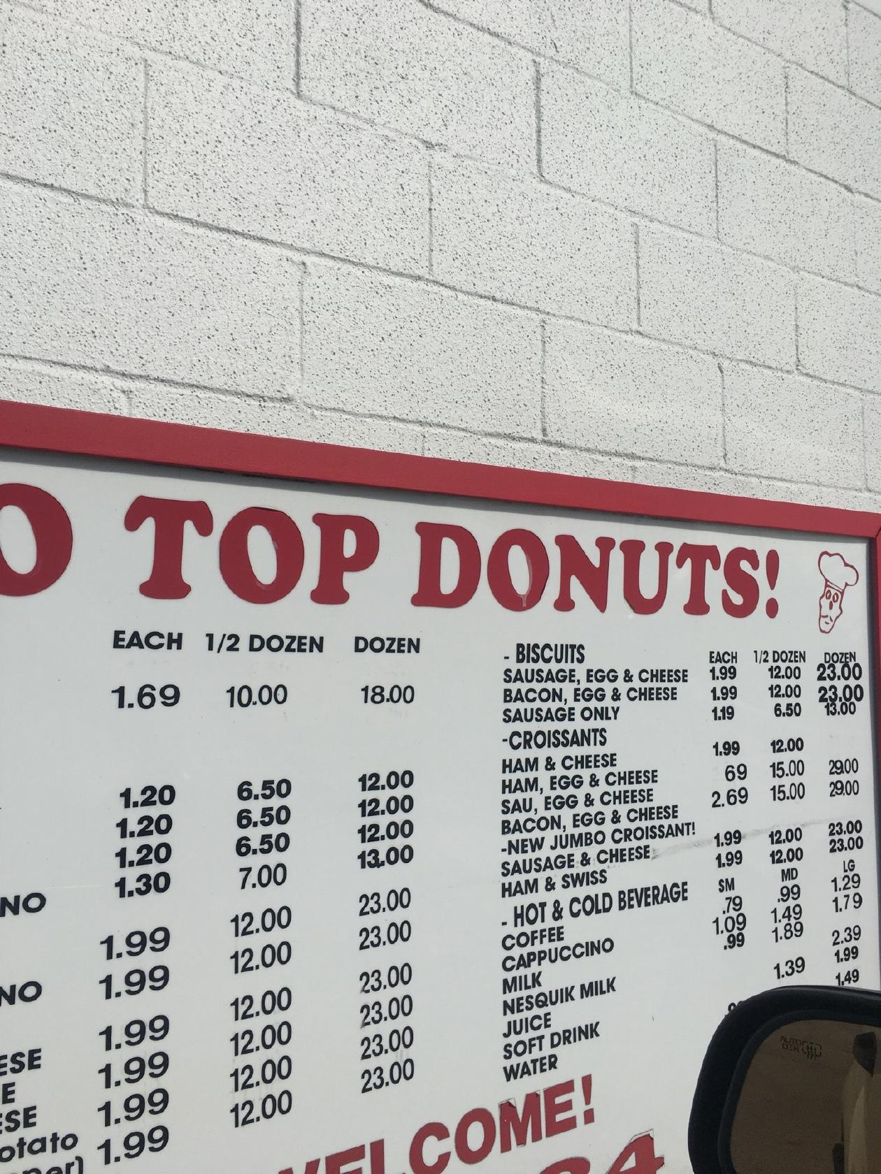 Menu at Top Donuts desserts, Copperas Cove, E Hwy 190