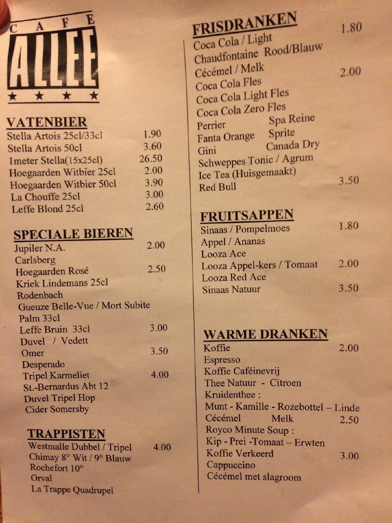Speisekarte von Cafe Allee, Löwen, Oude Markt 41
