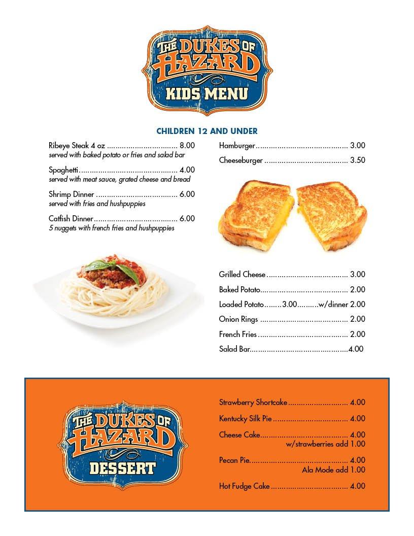 Menu at Duke's Steakhouse, Hazard