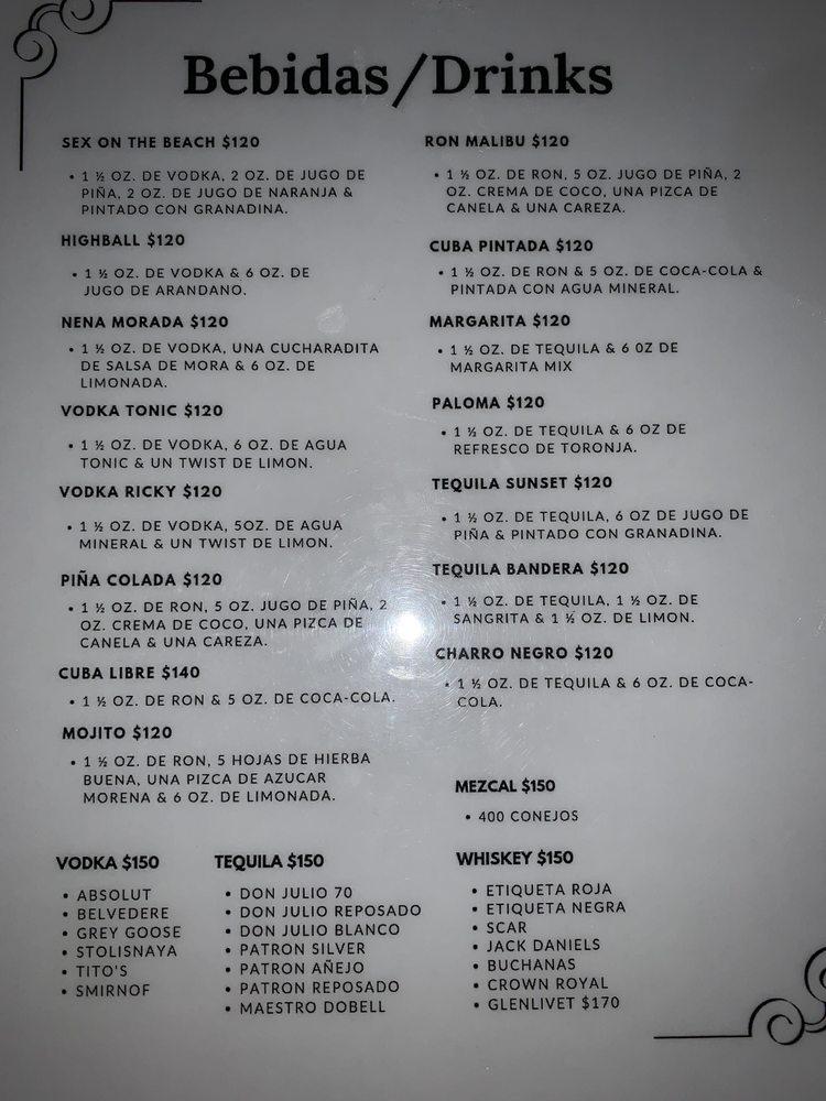 Carta del pub y bar El Tapeo, Puerto Peñasco, Bella Vista