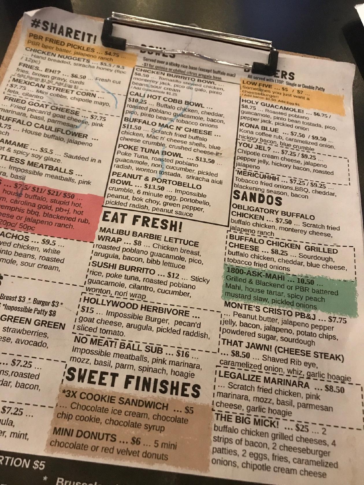 Menu at FOOD+BEER - Sarasota pub & bar, Sarasota