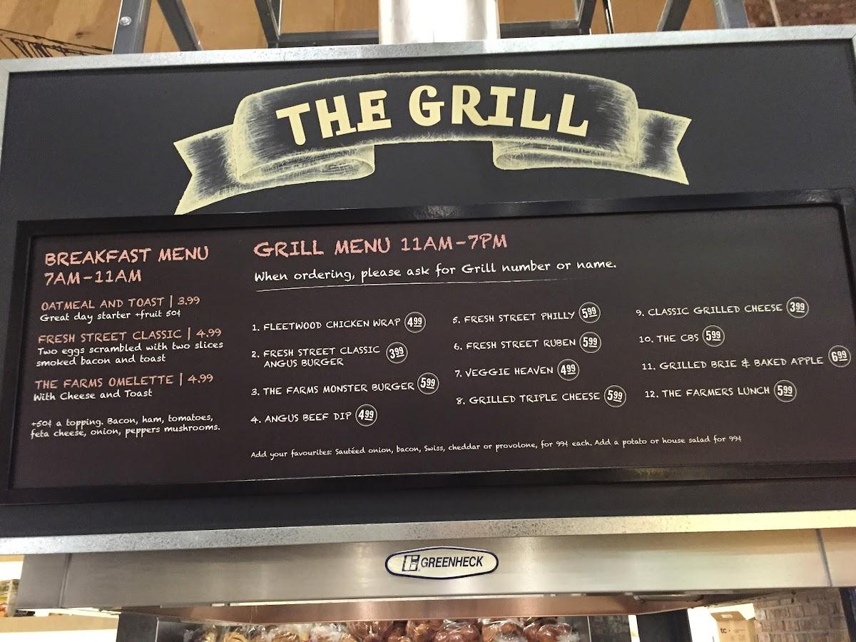 Menu at Fresh St. Market restaurant, Surrey