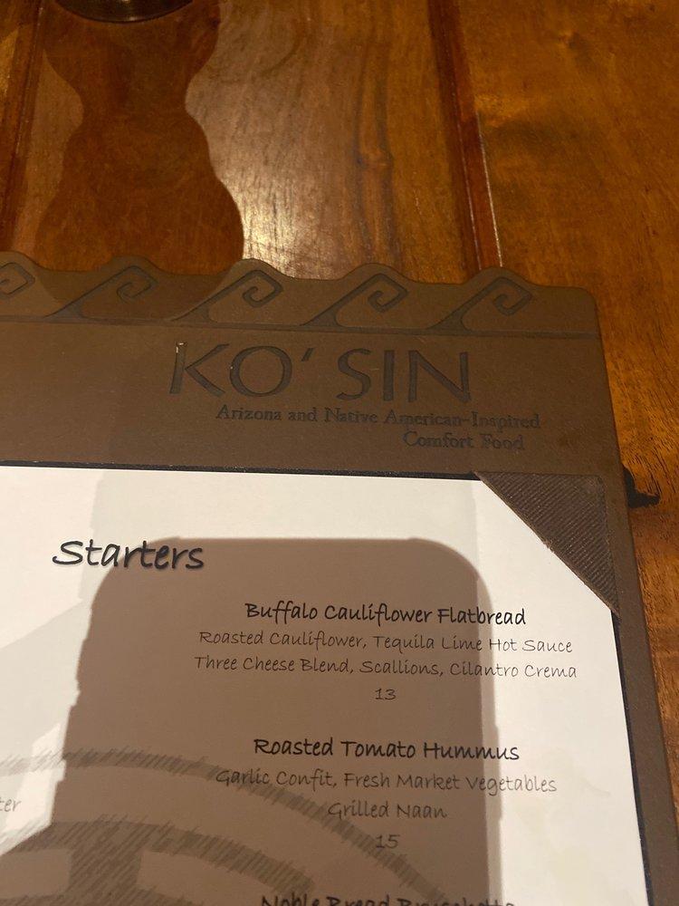 Menu at Ko'sin restaurant, Phoenix