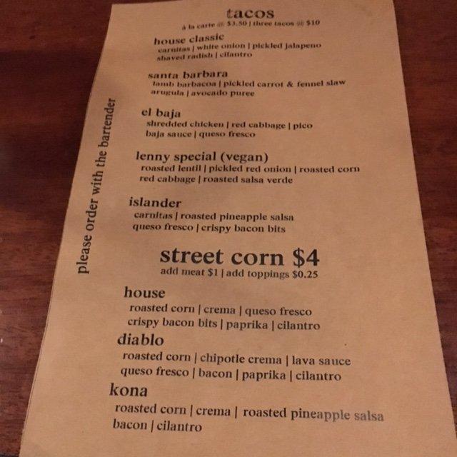 Menu at Ohio Tavern pub & bar, Madison