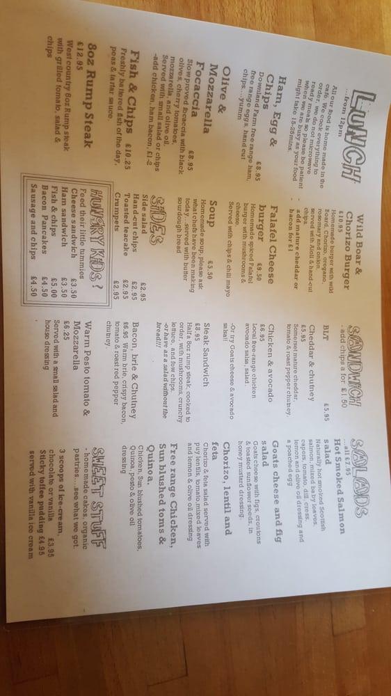 Menu at Wild Cafe, Bath