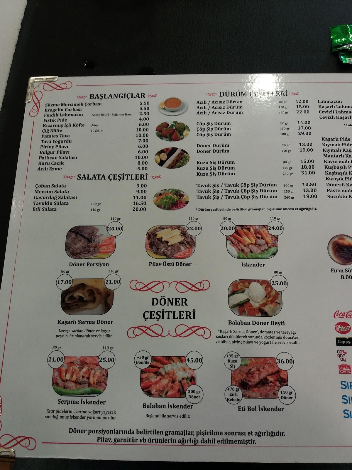 Menu at Balaban Restaurant - Vedat Usta ' nın Yeri, Istanbul, Vizyon Sitesi