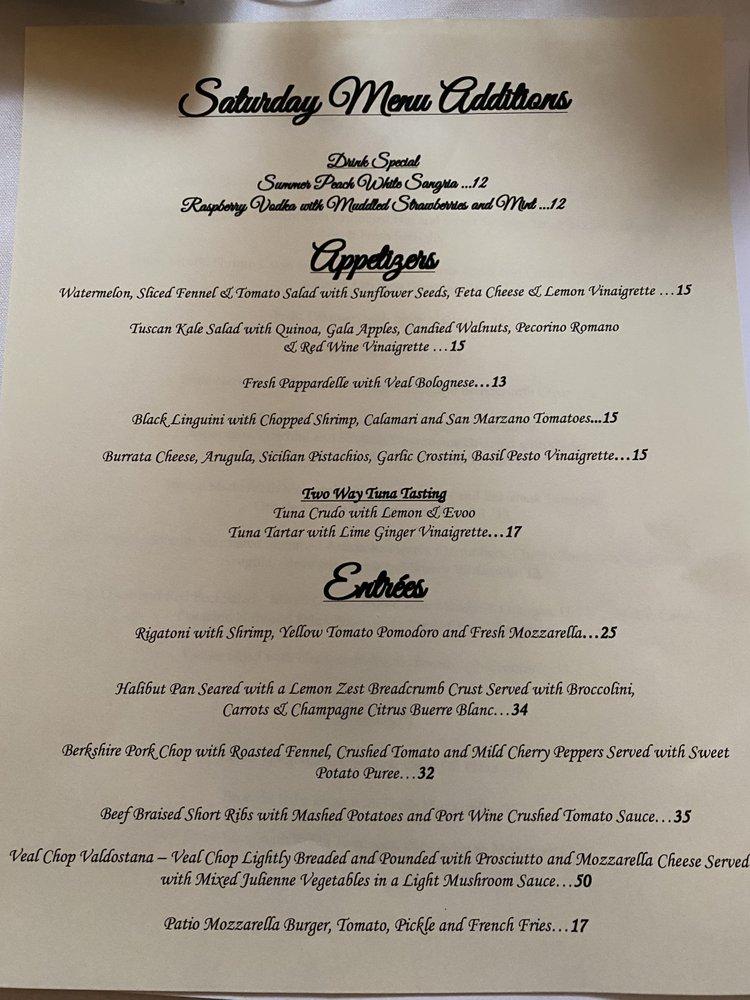 Menu at Cafe Testarossa, Syosset