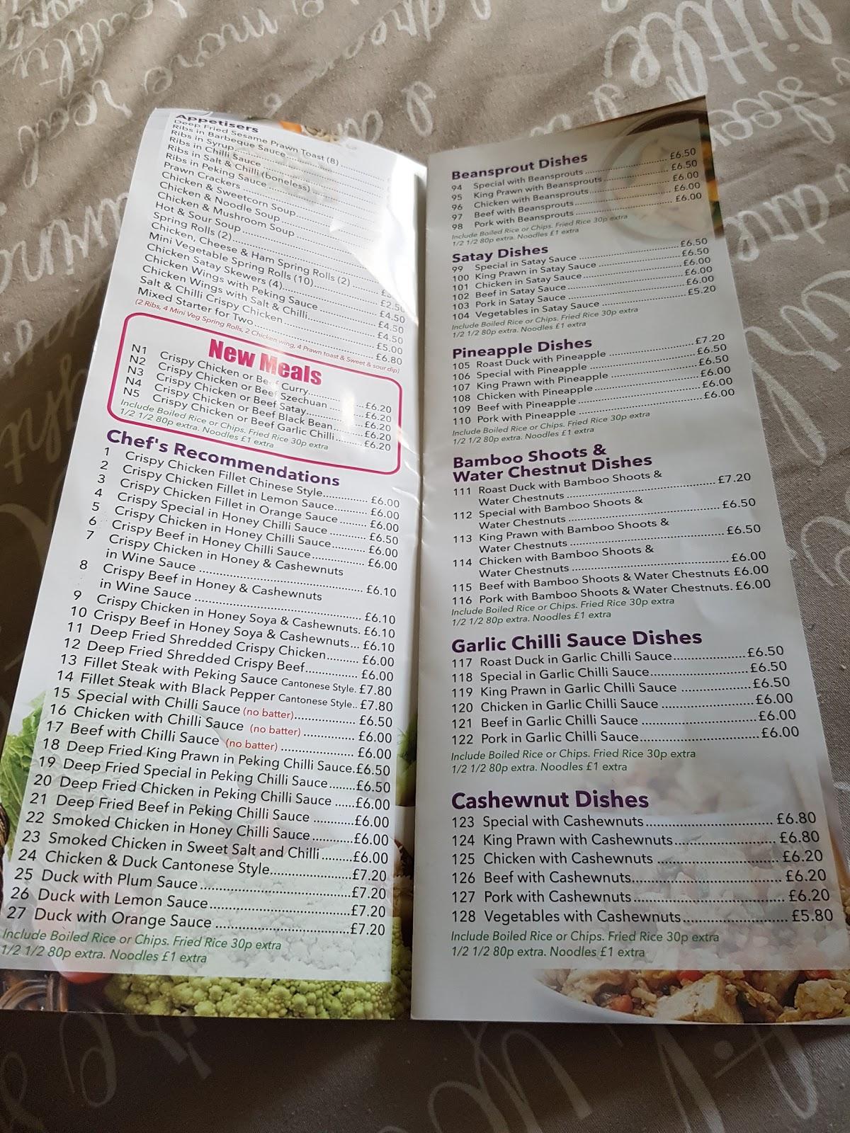 Menu at Cam Hing restaurant, Lisburn