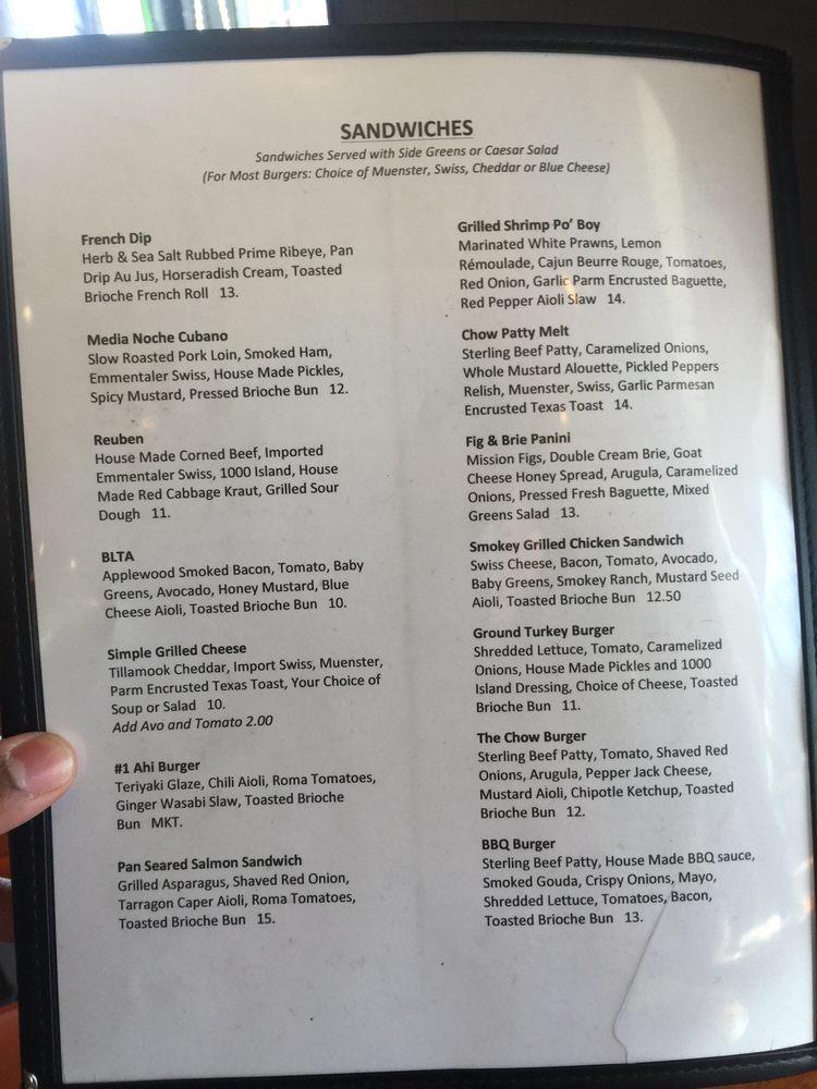 Menu at Eat Chow restaurant, Costa Mesa, Newport Blvd