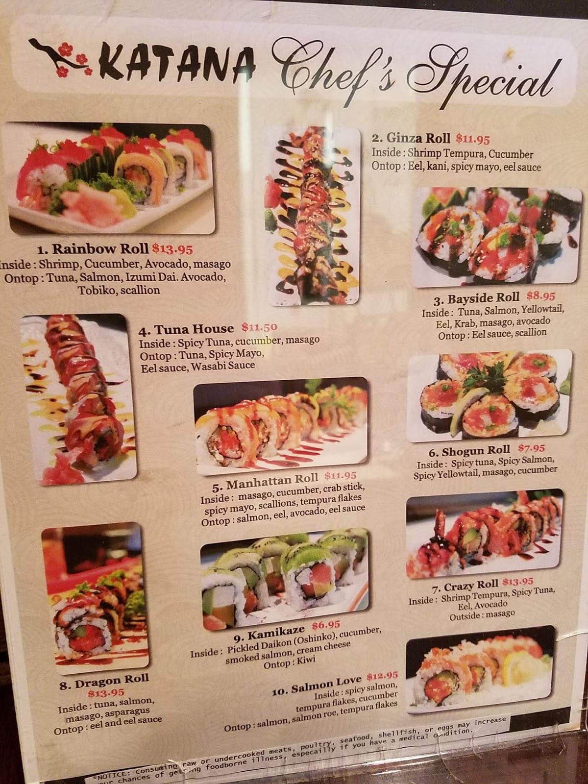 Menu at Katana Sushi restaurant, Midlothian