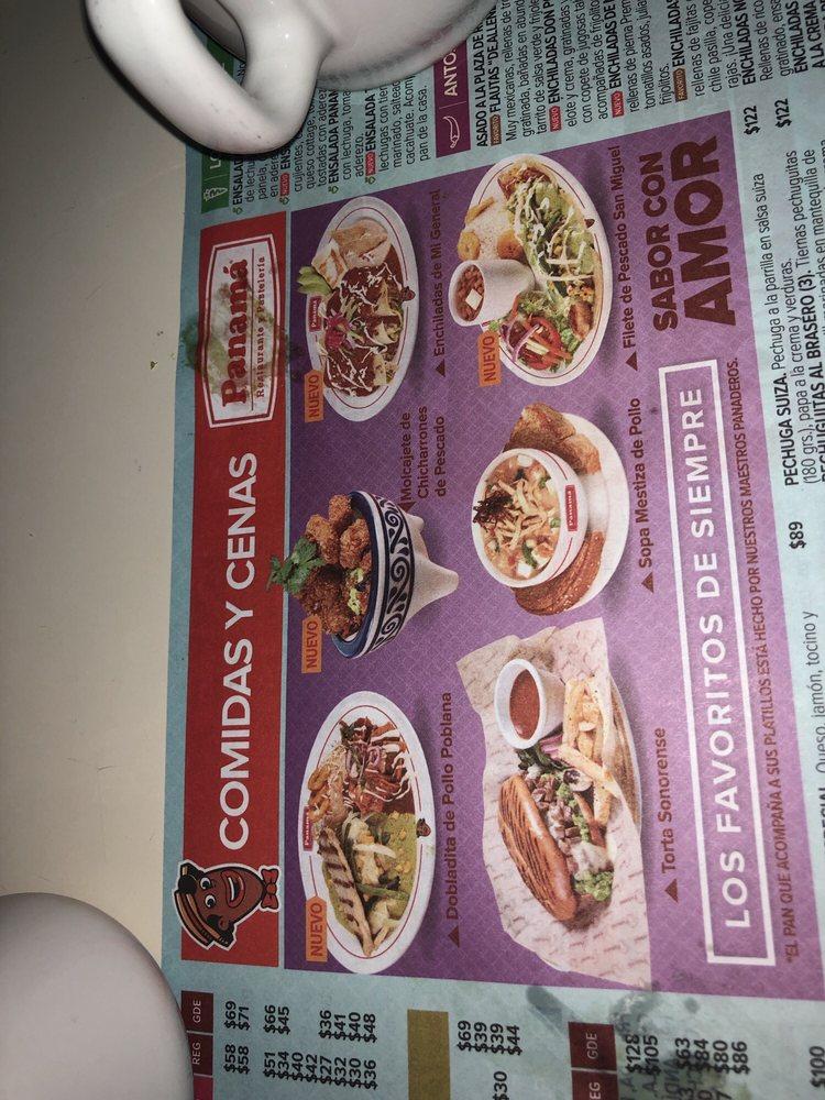 Carta del restaurante Panamá, Culiacán Rosales, Av. Domingo Rubí Norte 671