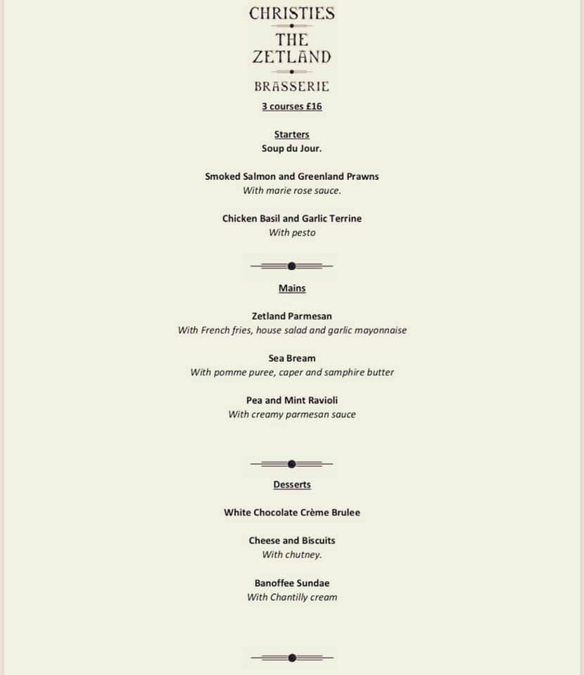 Menu at The Zetland Hotel pub & bar, Middlesbrough