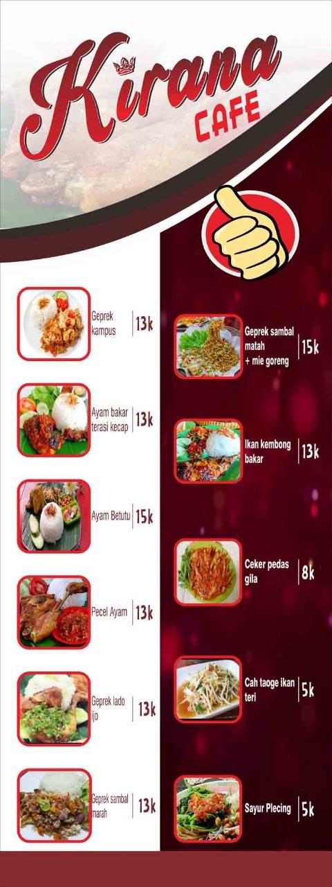 Menu at Kirana Cafe, Bukittinggi