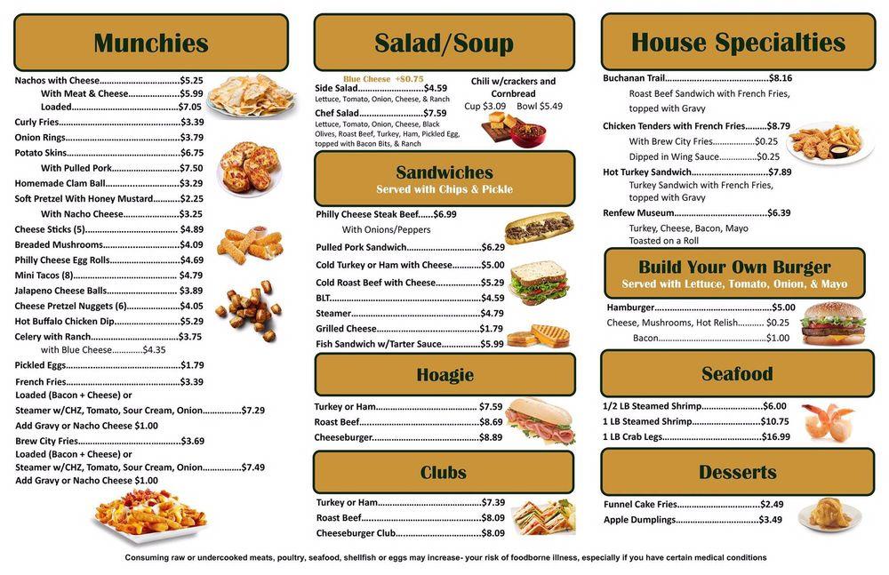 Menu at The Park Tavern pizzeria, Waynesboro