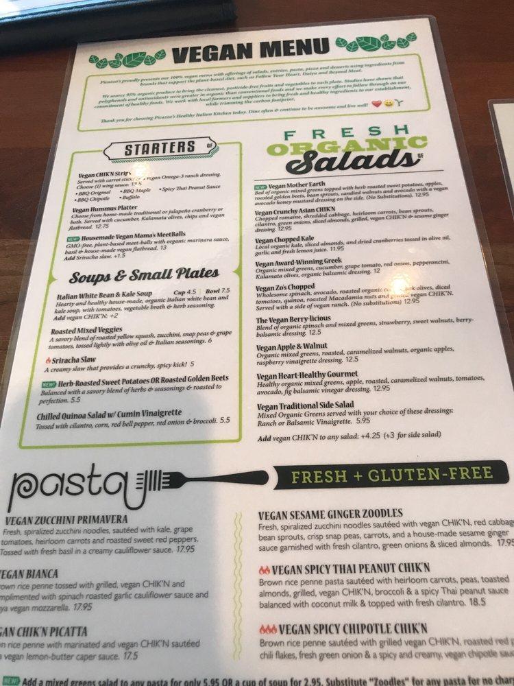 Menu at Picazzo's Healthy Italian Kitchen Paradise Valley pizzeria ...