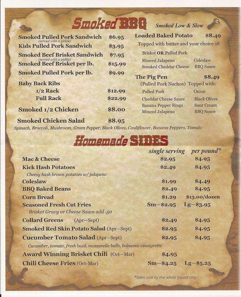 Menu at Smoky Martins BBQ, Meadville