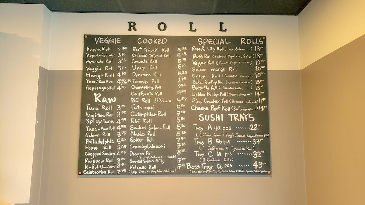 Menu at Sushi Boss restaurant, Coquitlam