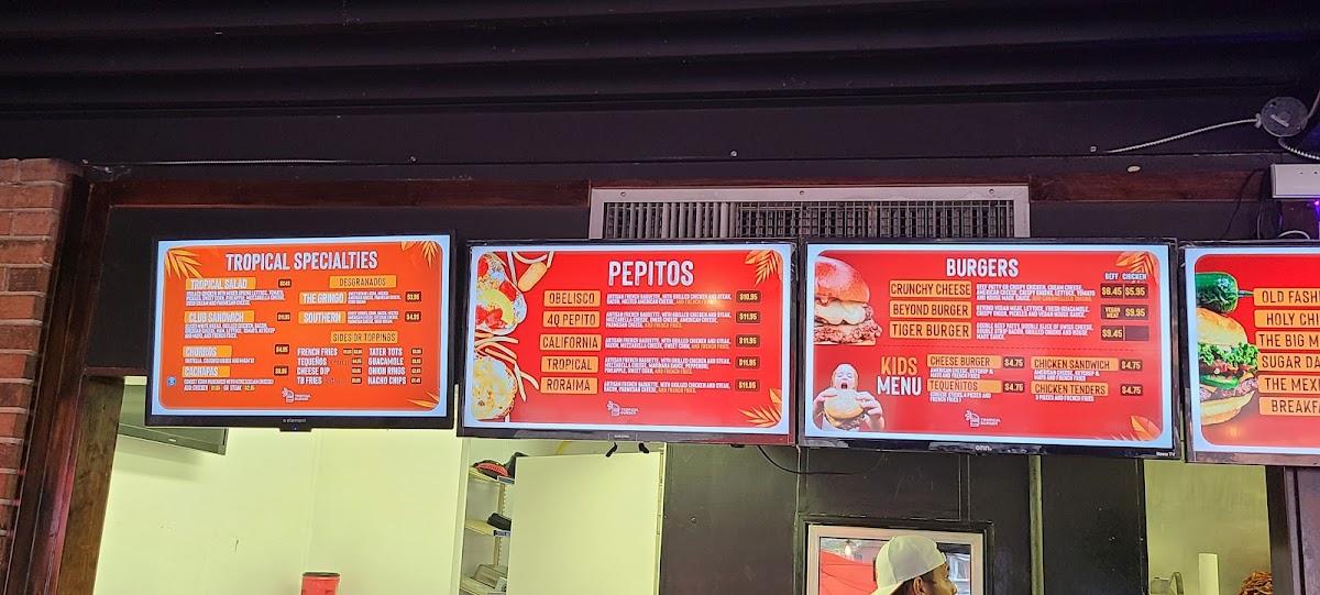 Menu at Tropical Burger restaurant, Easley