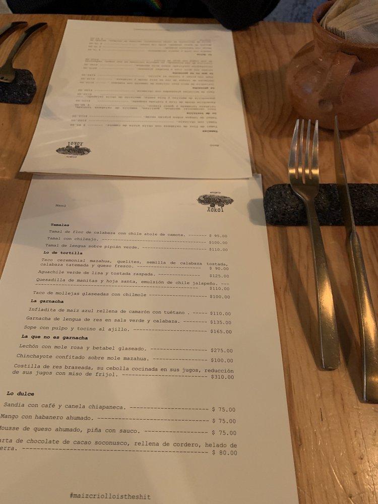 Carta del restaurante Xokol, Guadalajara, C. Ignacio Herrera y Cairo 1375