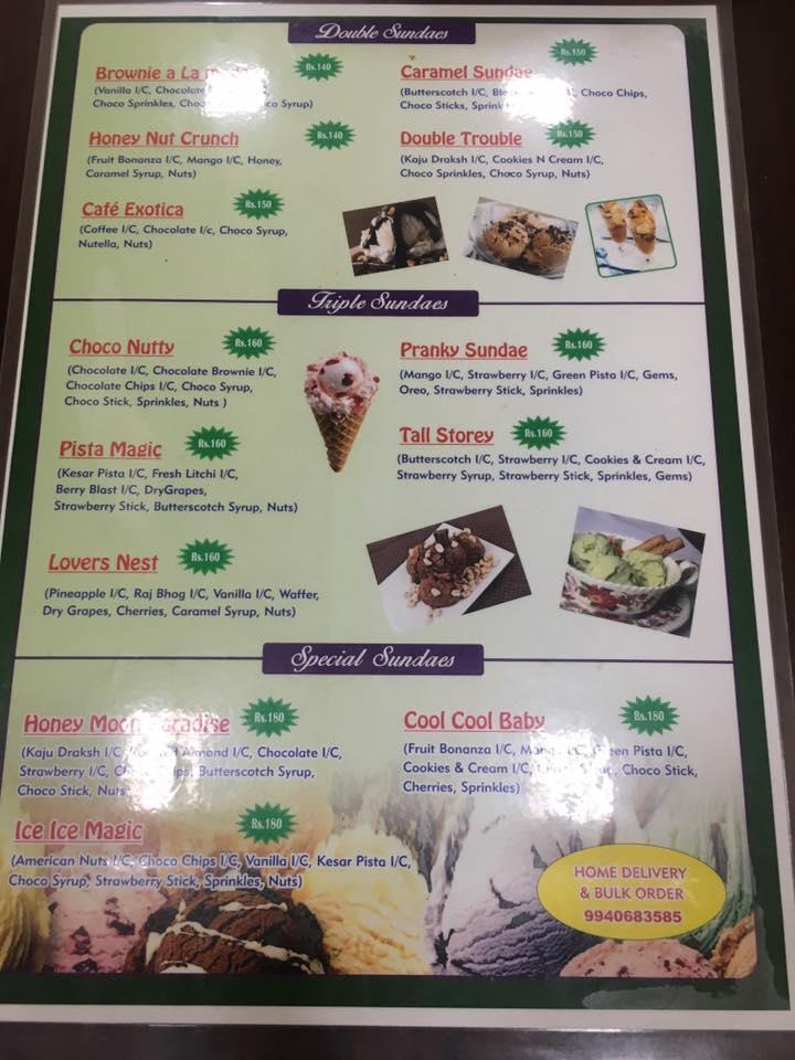 Amul Ice Cream Parlour Menu