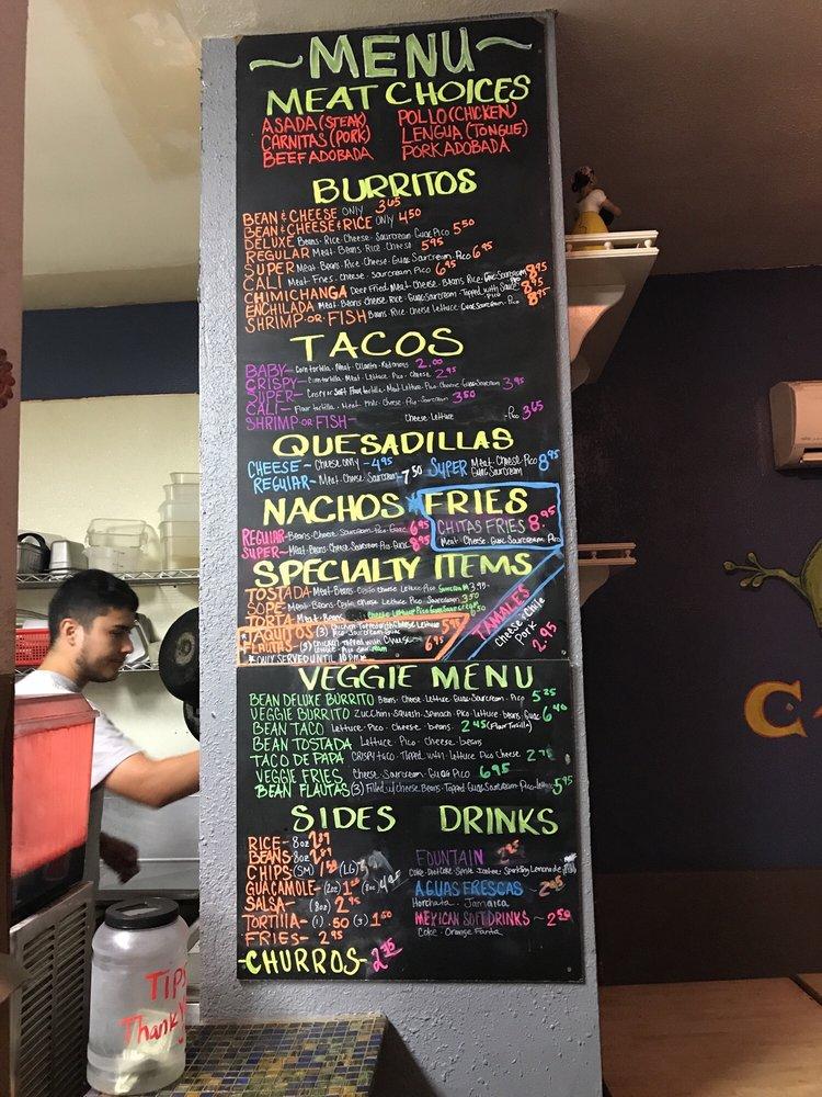 Menu at Chita's Taqueria restaurant, Sacramento