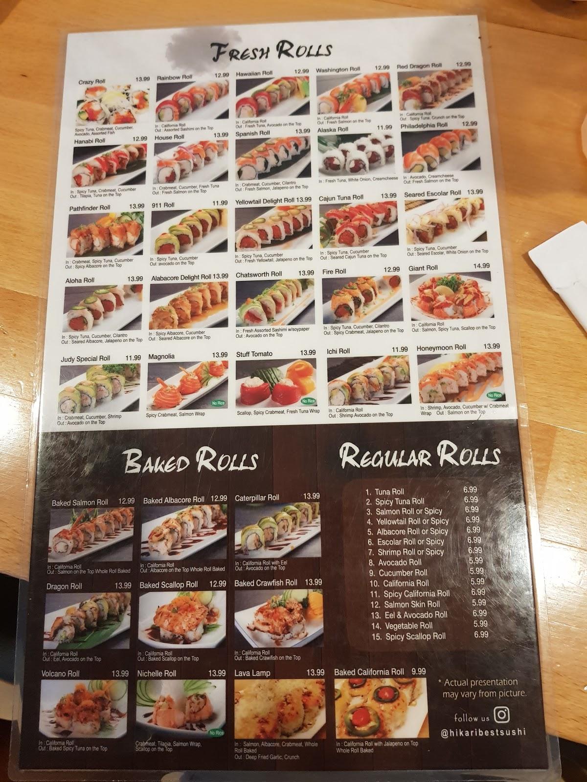 Carta del restaurante Hikari Sushi Chatsworth, Los Angeles, Devonshire St