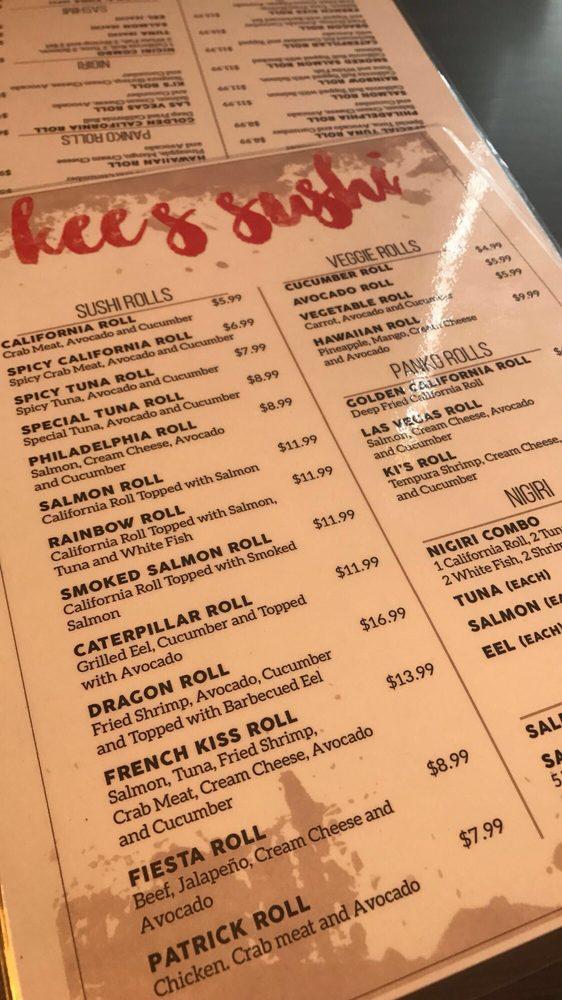 Menu at Kee's Teriyaki & Sushi restaurant, El Paso, Montwood Dr