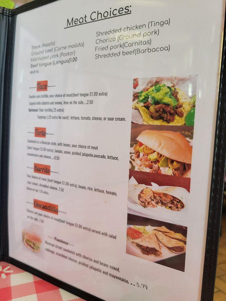 Menu at La Paloma restaurant, Elizabethtown