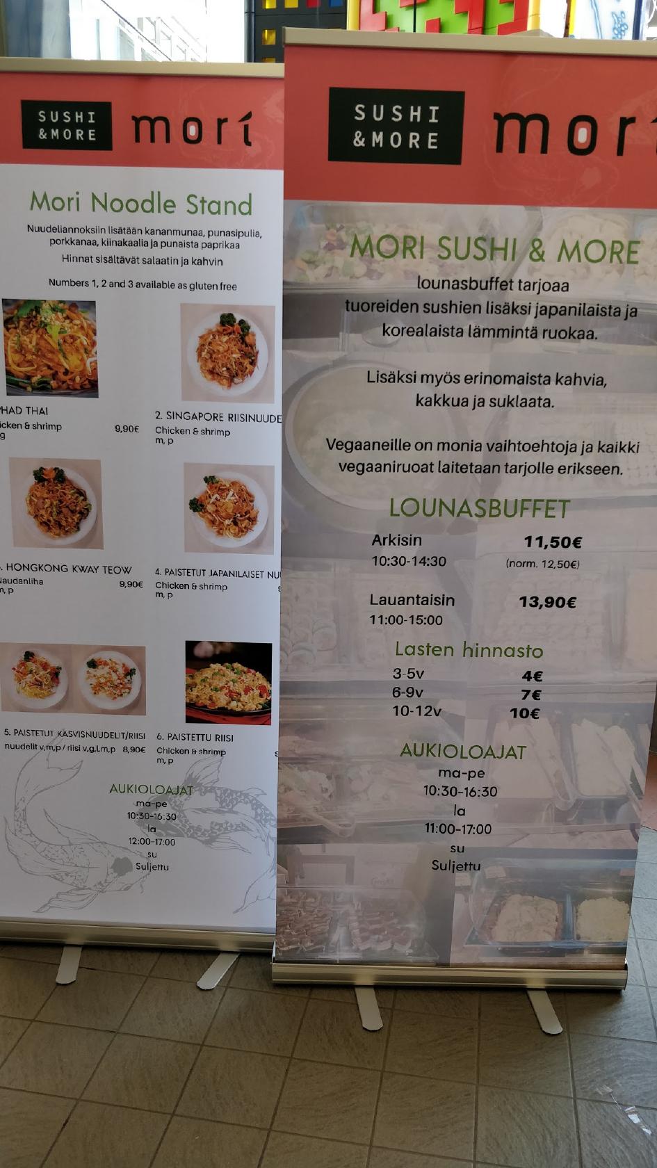 Menu at Mori Sushi & More restaurant, Tampere