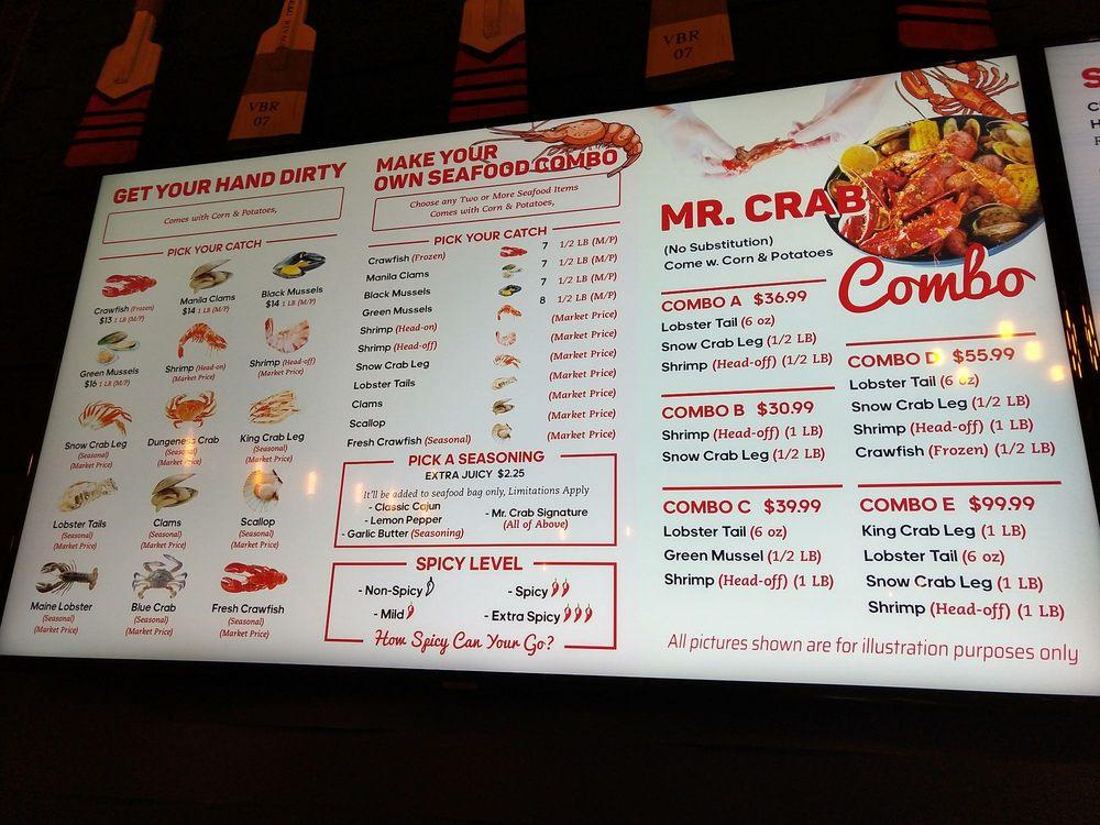 Menu at Mr. Crab restaurant, Sacramento
