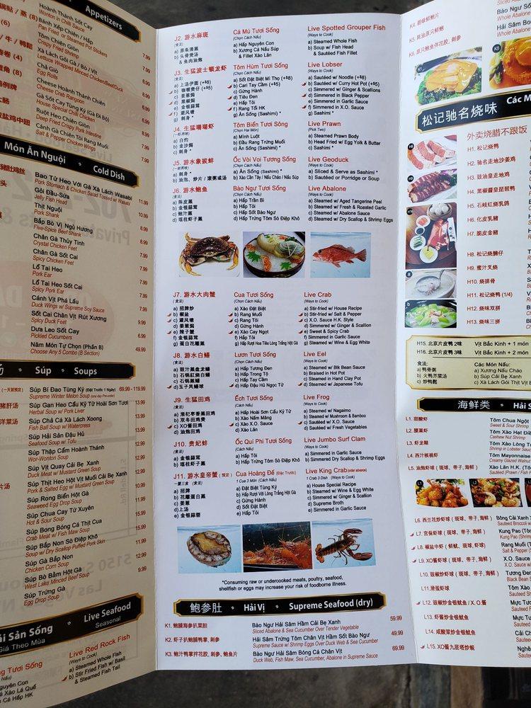 Menu at New Asian BBQ, Las Vegas