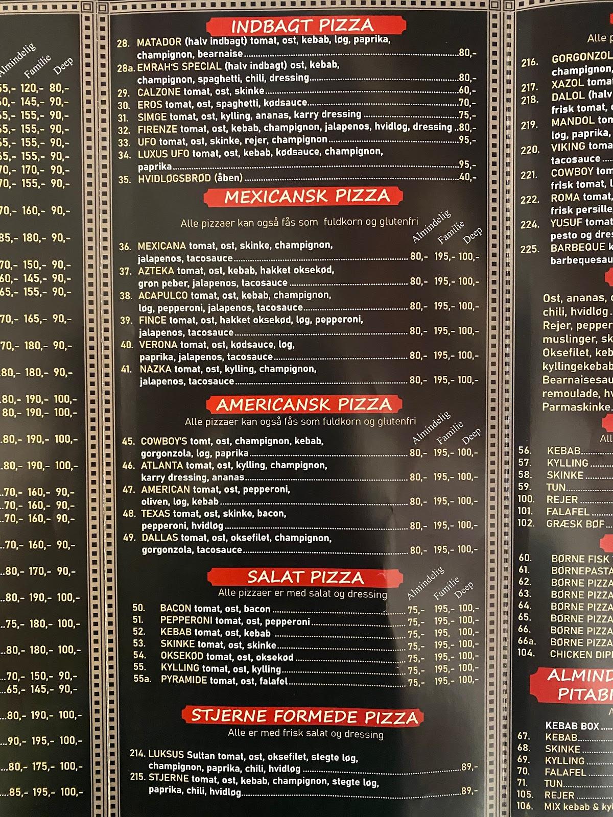 Menu at Amigos Cafe & Pizza, Gørlev