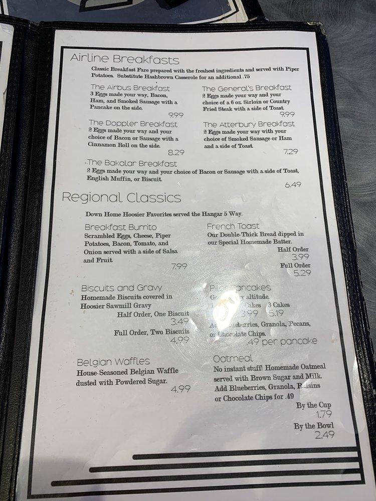Menu at Blackerby's Hangar 5 Restaurant, Columbus