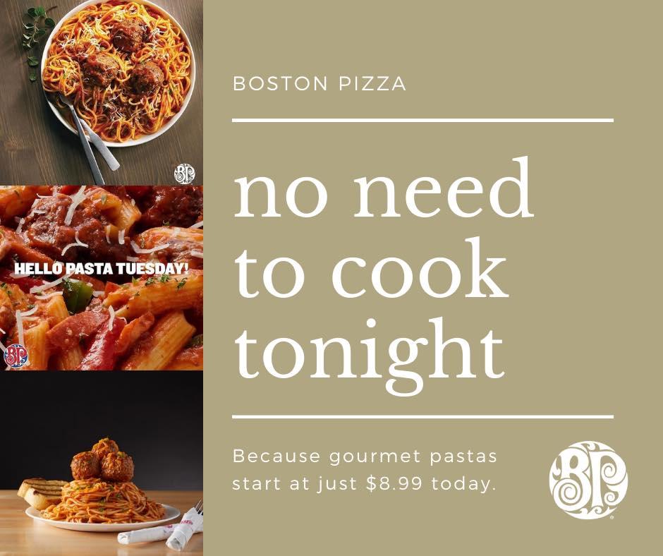 Menu at Boston Pizza pizzeria, Yarmouth