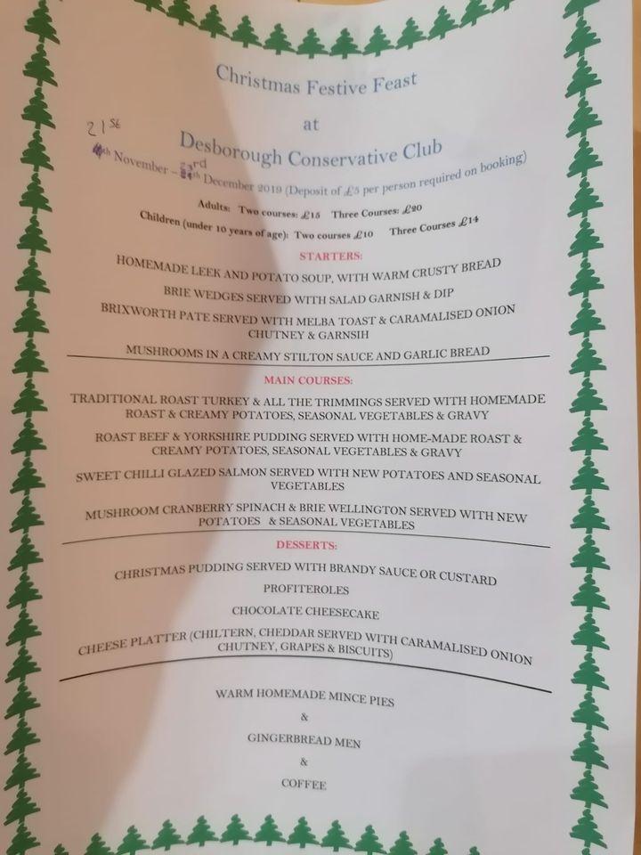 Menu at Desborough Cons pub & bar, Desborough