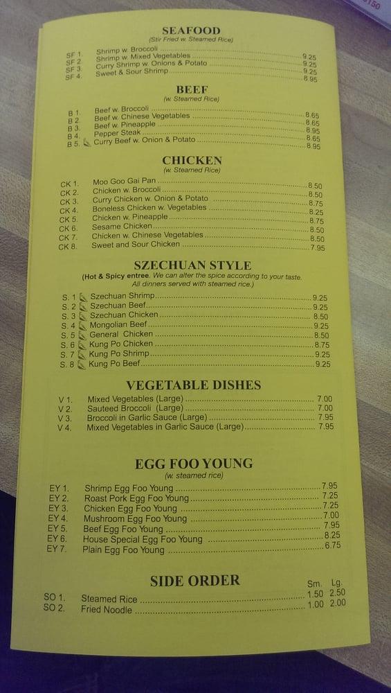 Menu at Lucky Corner restaurant, Sumter