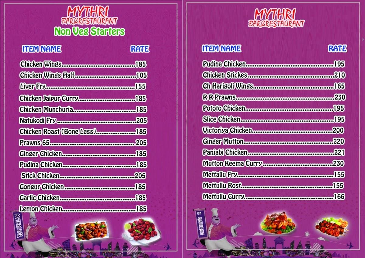 Menu at MYTHRI BAR AND RESTAURENT, Jangareddigudem
