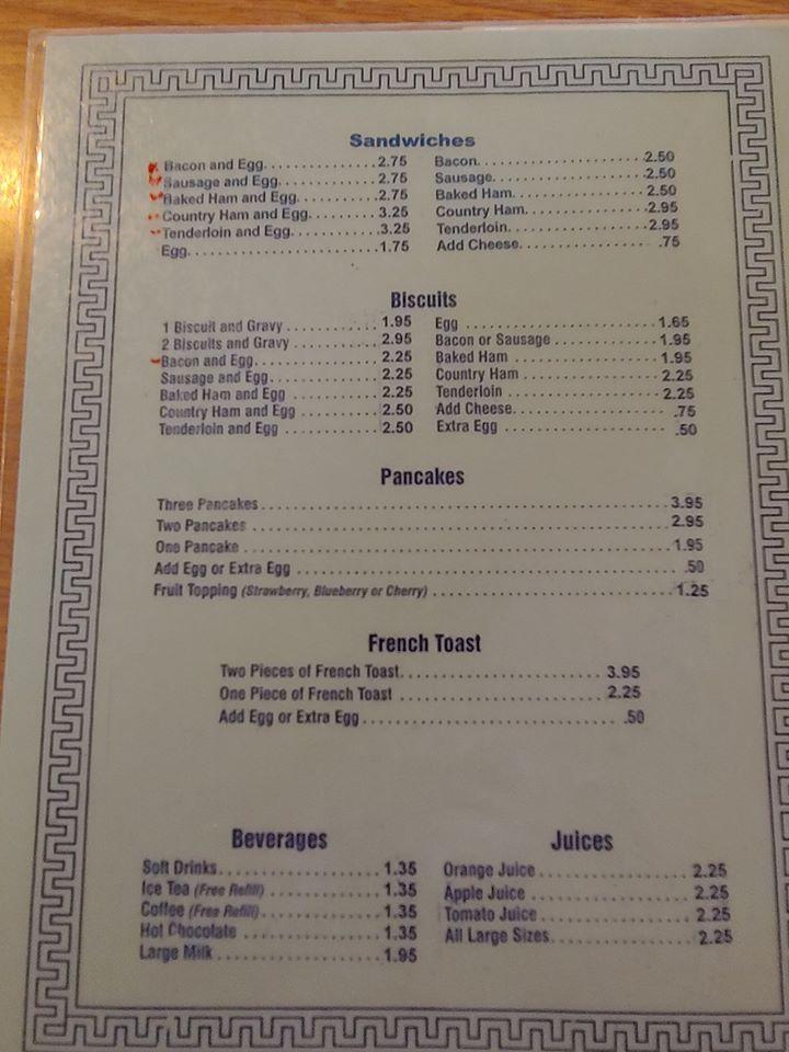 Menu at Mt Olympus Family Restaurant, East Bend