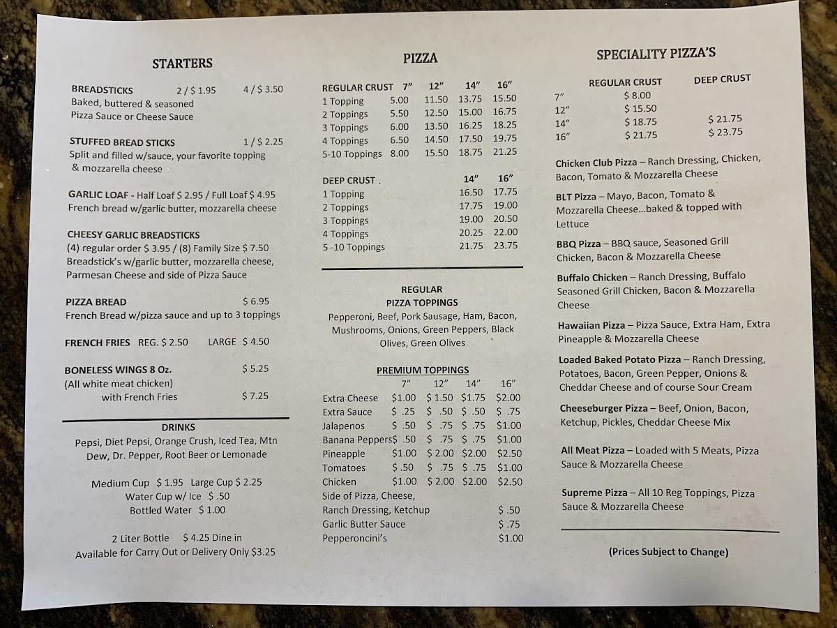 Menu at Shipshe Pizza & Mini-Golf, Inc. pizzeria, Shipshewana