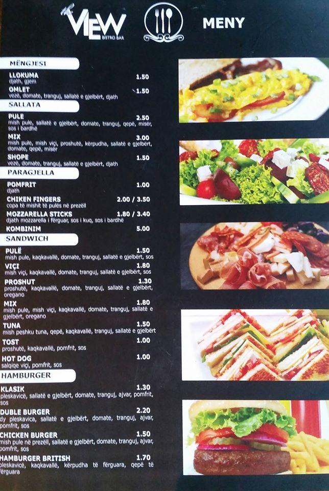 Menu at The View- Bistro Bar, Gjakova