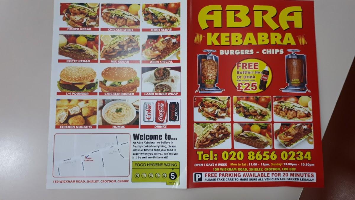 Menu at Abra Kebabra fast food, Croydon
