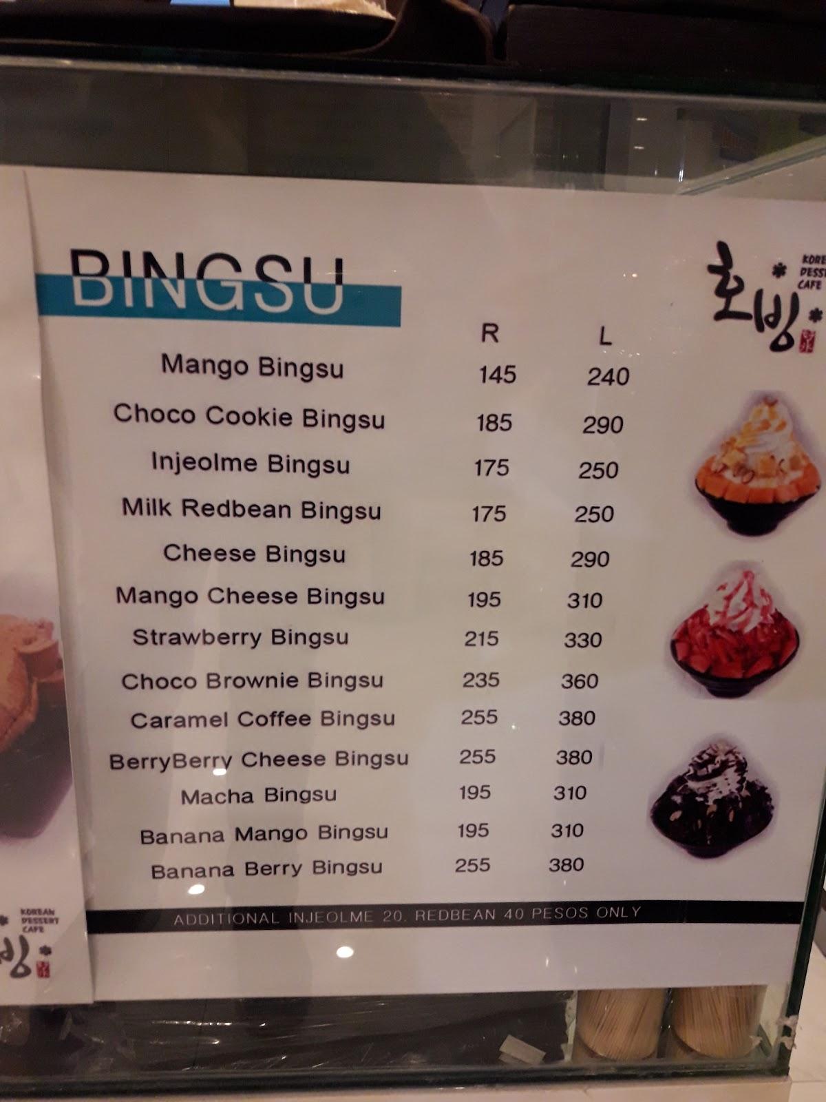 Carta de Hobing Bingsu Cafe - SM Megamall, Mandaluyong, 5th Level Mega ...